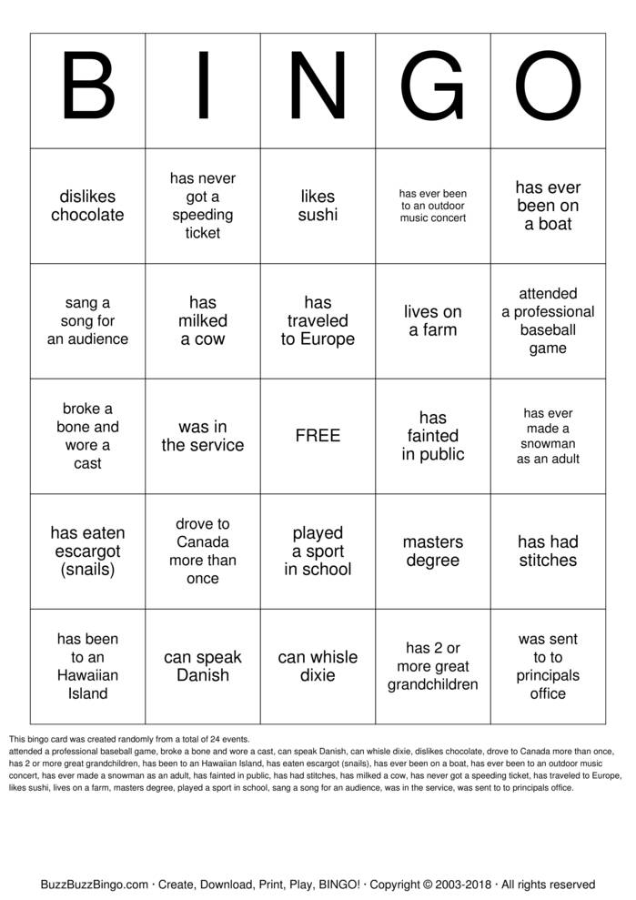 25th Class Reunion Bingo Cards to Download, Print and Customize!