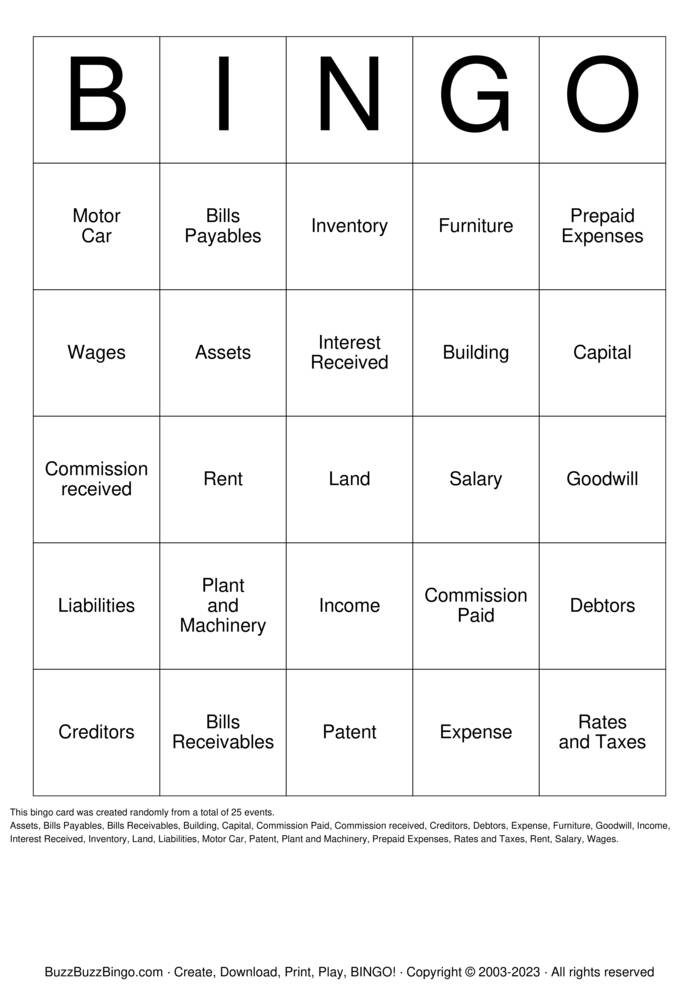 Accounting Bingo Cards to Download, Print and Customize!