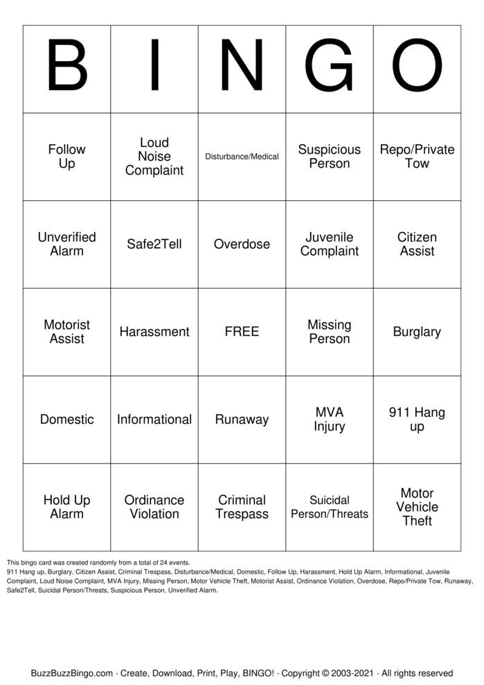 Dispatch Bingo! Bingo Cards to Download, Print and Customize!