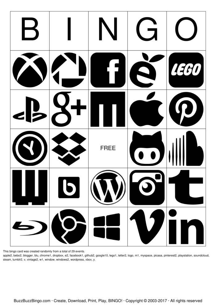 Logos Image Bingo Cards to Download, Print and Customize!