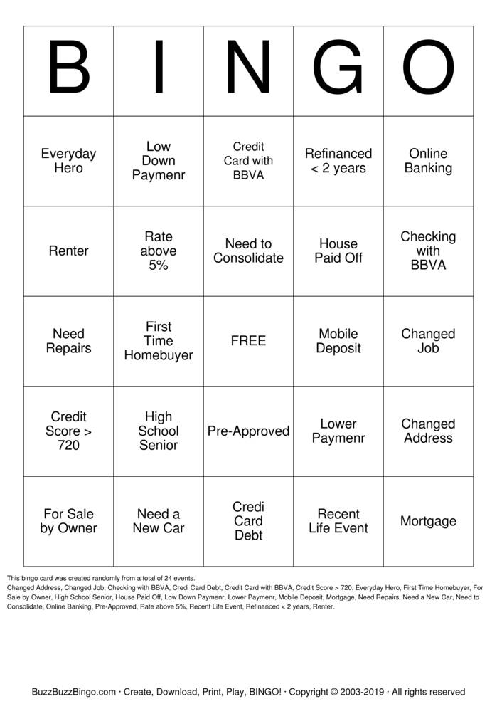 Mortgage Madness Bingo Cards to Download, Print and Customize!
