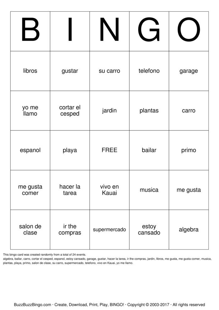 Nos Gusta Bingo! Bingo Cards to Download, Print and Customize!