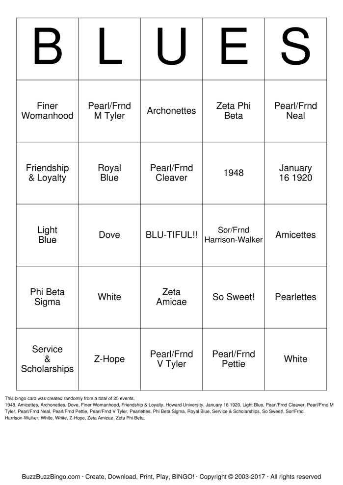 Out of the BLUE Bingo Cards to Download, Print and Customize!