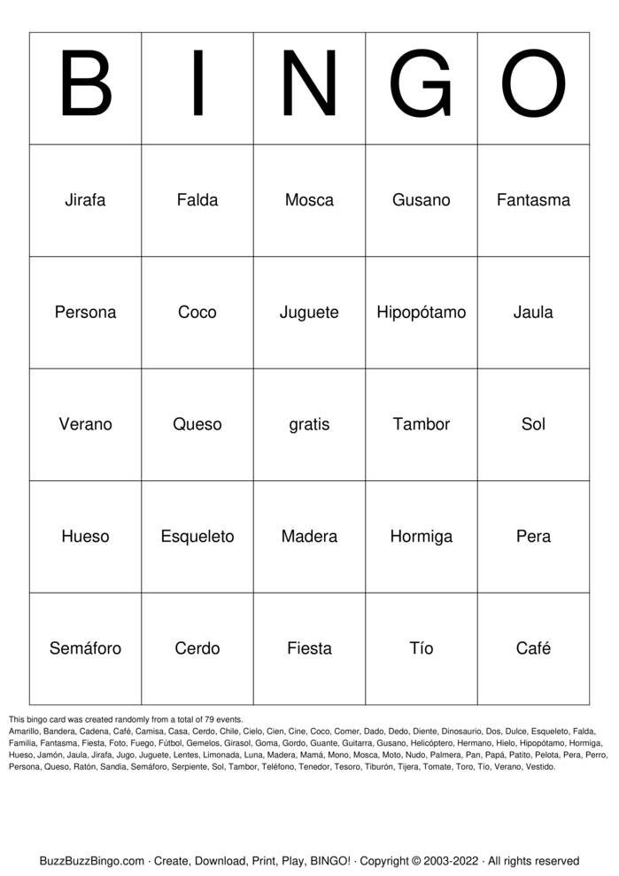 Palabras de uso frecuente Bingo Cards to Download, Print and Customize!