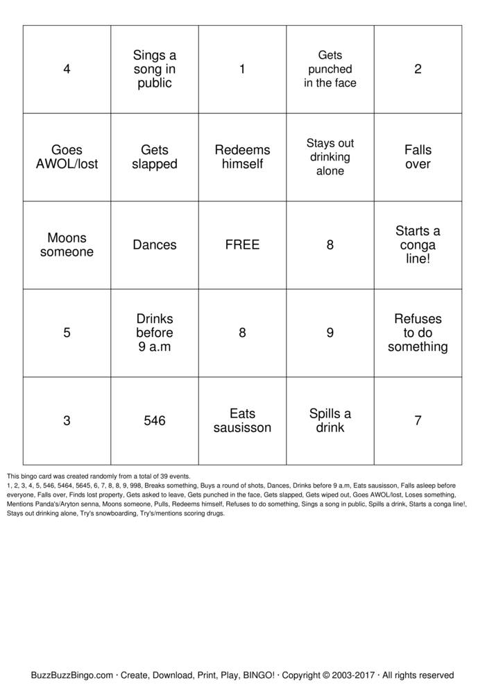 SINGO Bingo Cards to Download, Print and Customize!