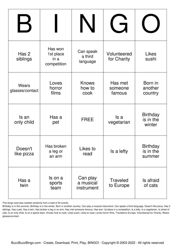 Students of Grade 8 Bingo Cards to Download, Print and Customize!