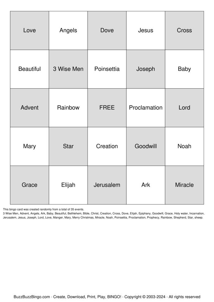 jesus Bingo Cards to Download, Print and Customize!