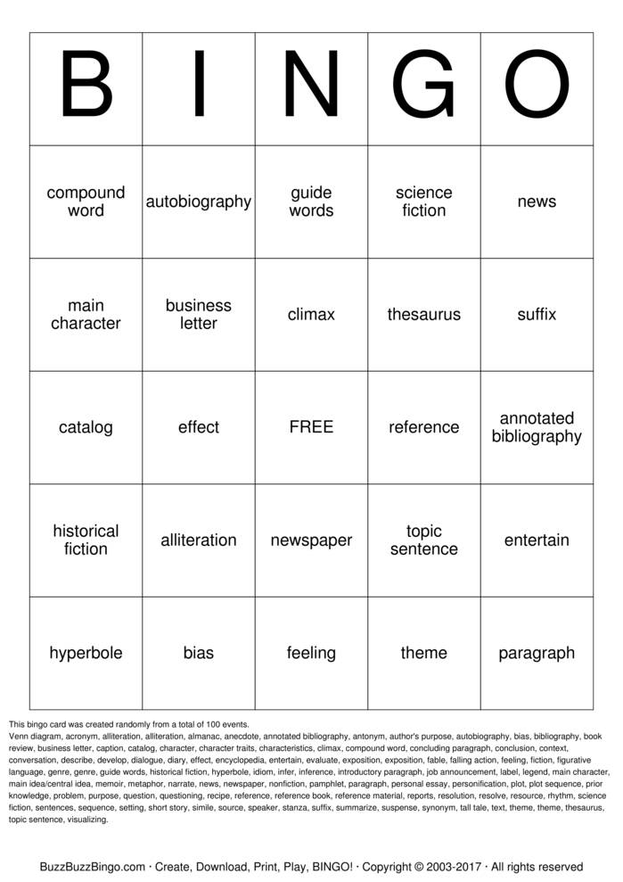 Academic Vocabulary Bingo Cards to Download, Print and Customize!