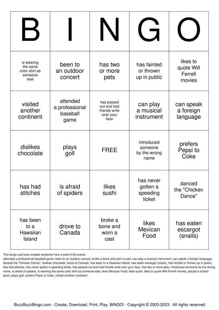 HYP Student Mixer Bingo Cards to Download, Print and Customize!