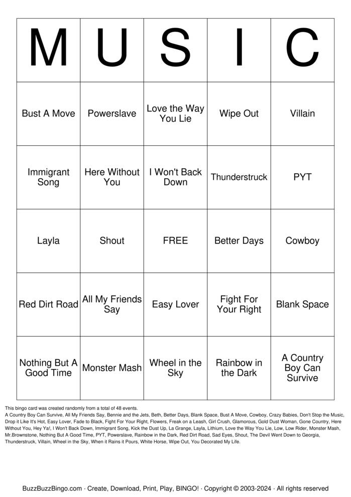 Music Bingo Cards to Download, Print and Customize!