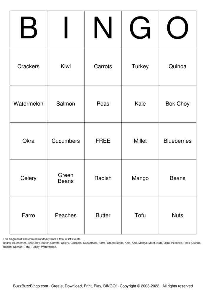 Nutrition Bingo Cards to Download, Print and Customize!