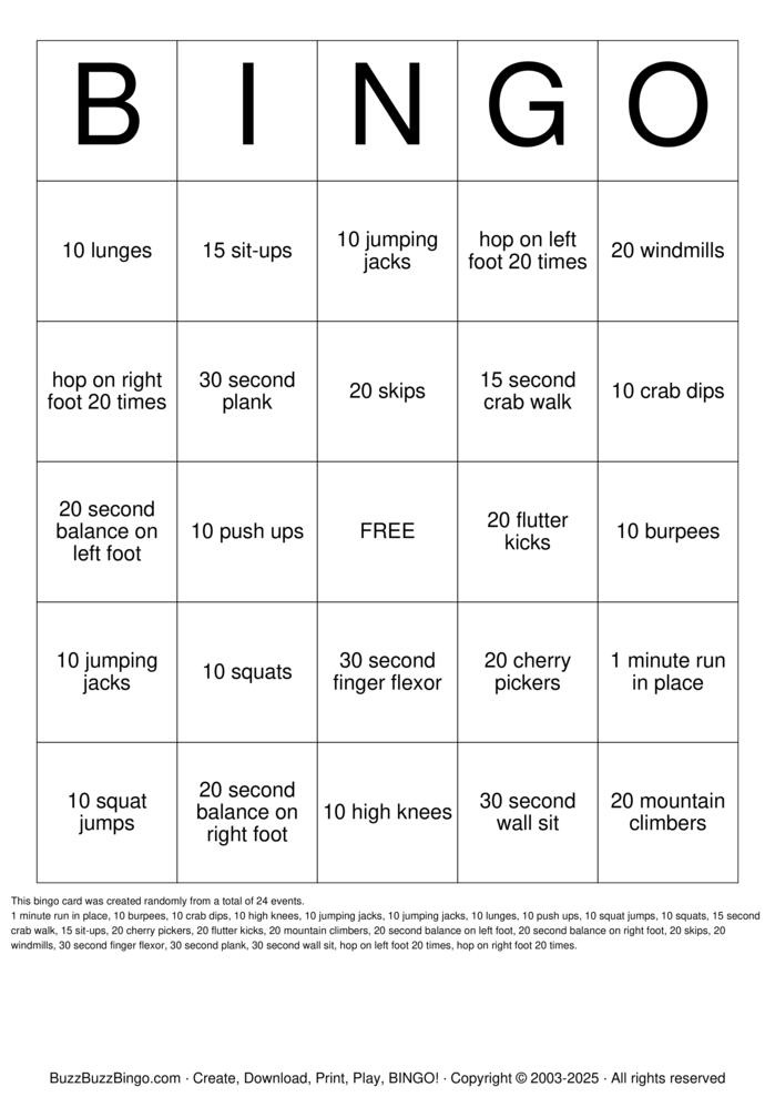 P.E.O. Bingo Bingo Cards to Download, Print and Customize!