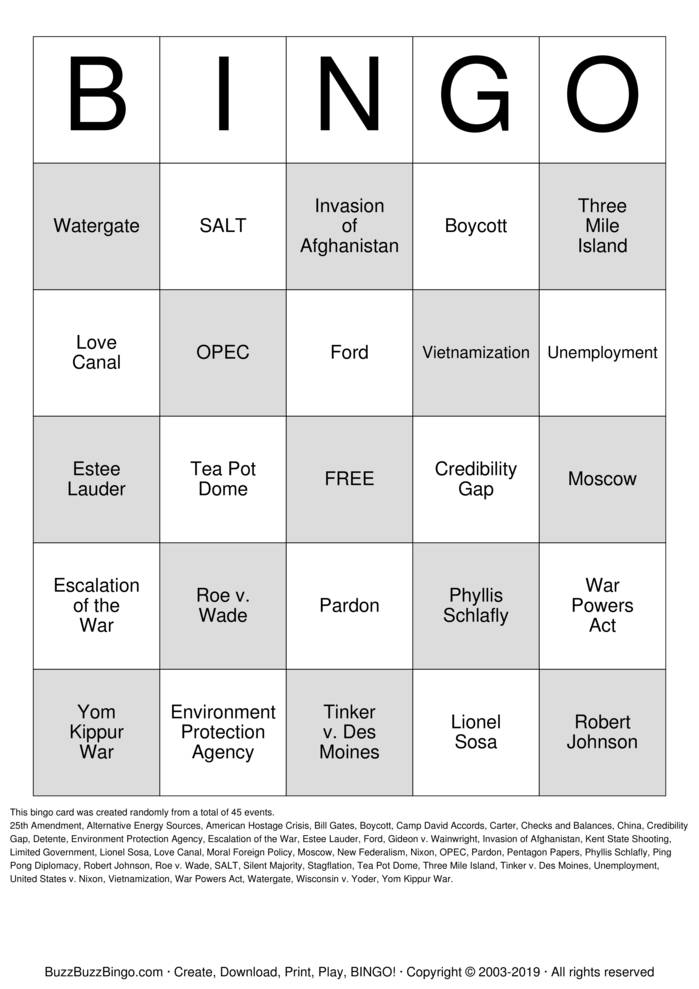 That 70's Bingo Bingo Cards to Download, Print and Customize!