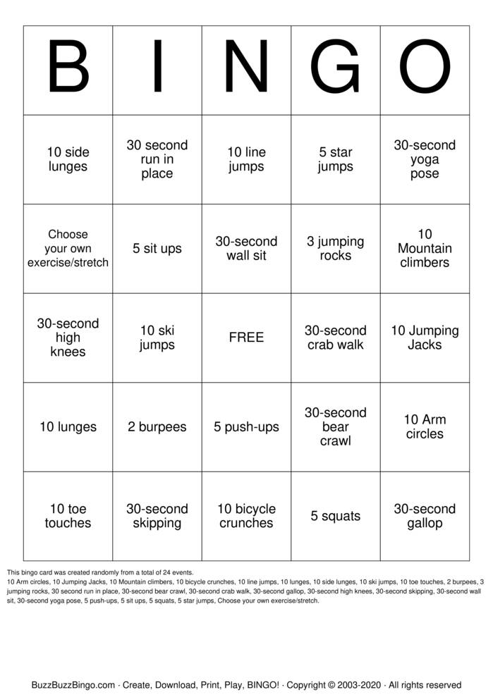 GCSE PE Bingo Cards to Download, Print and Customize!