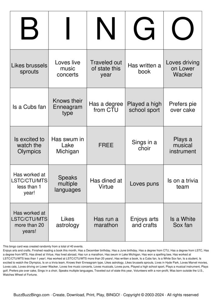 LSTC/CTU/MTS Bingo Cards to Download, Print and Customize!
