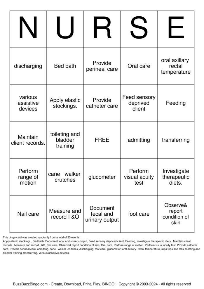 Nurse Bingo Cards to Download, Print and Customize!