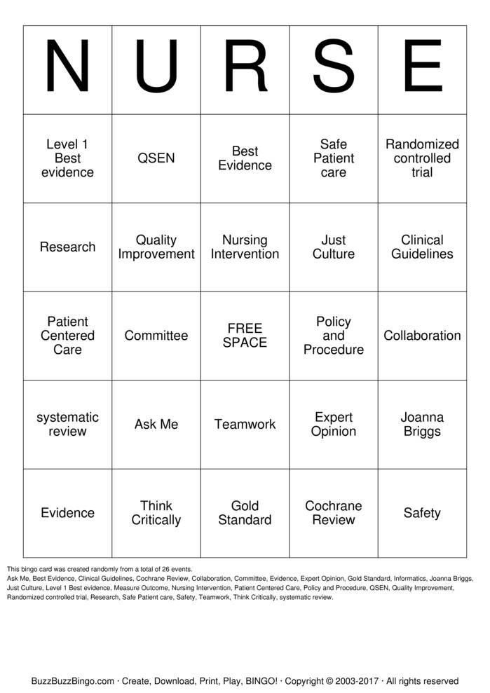 Nursing Student Bingo Cards to Download, Print and Customize!