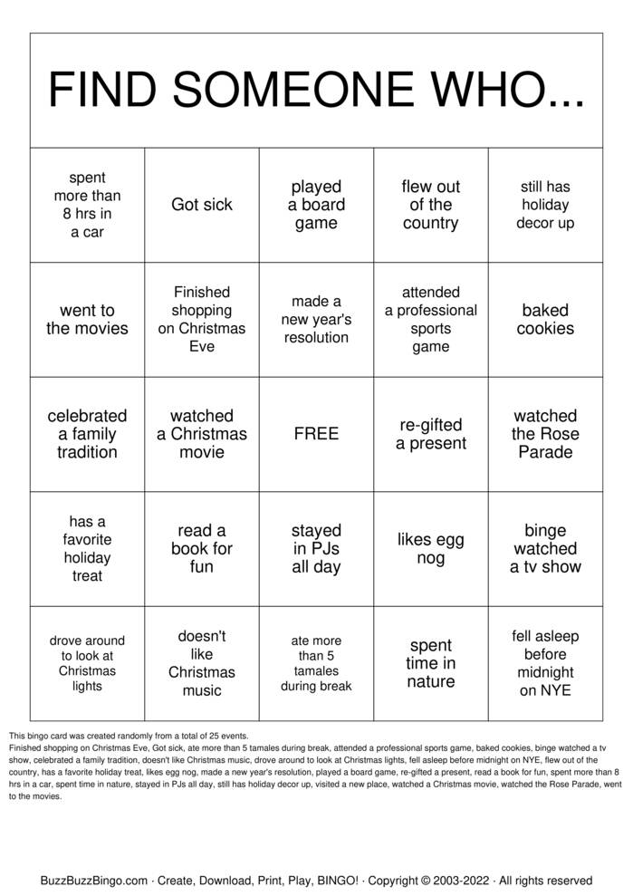Winter Break Bingo Cards to Download, Print and Customize!