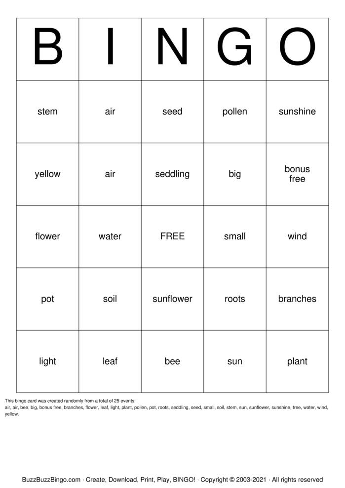 trees Bingo Cards to Download, Print and Customize!