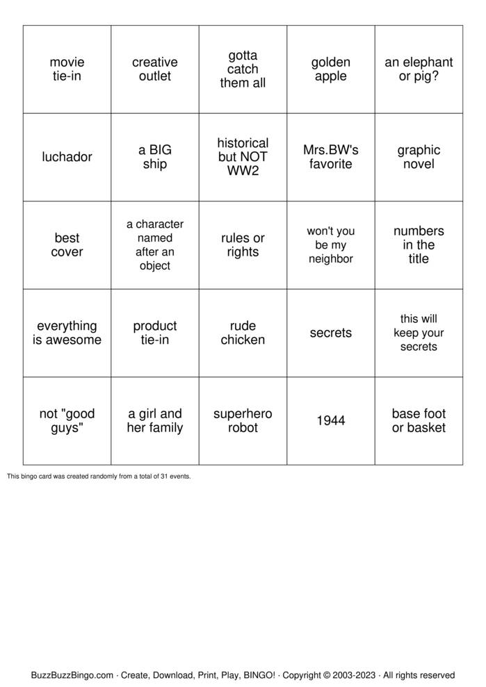 Book Fair Scavenger Hunt BW Bingo Cards to Download, Print and Customize!