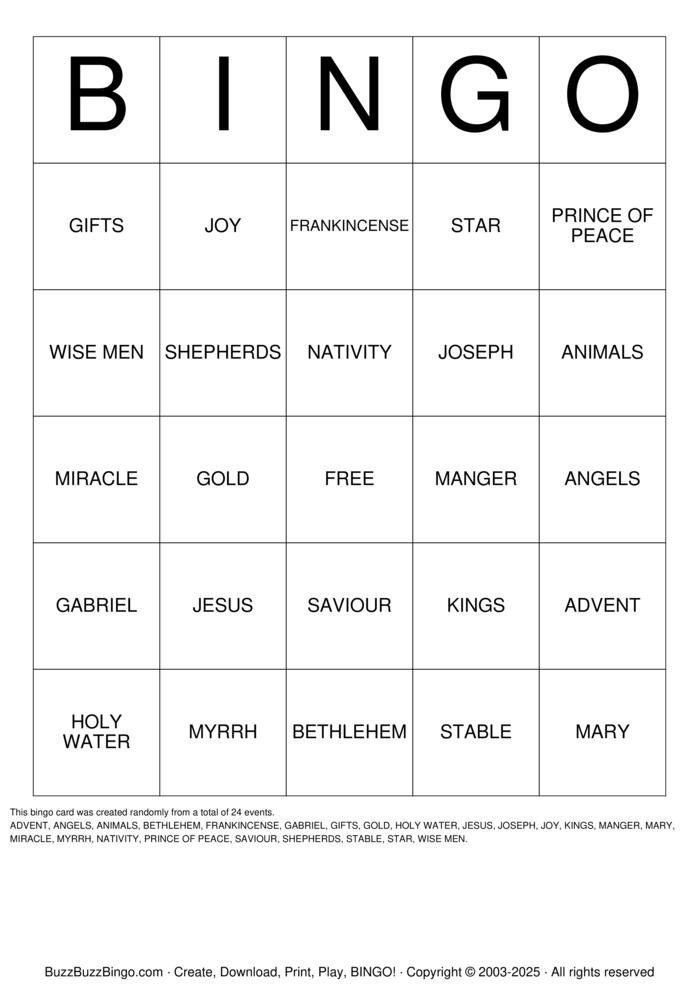 CHRISTIAN BINGO Bingo Cards to Download, Print and Customize!