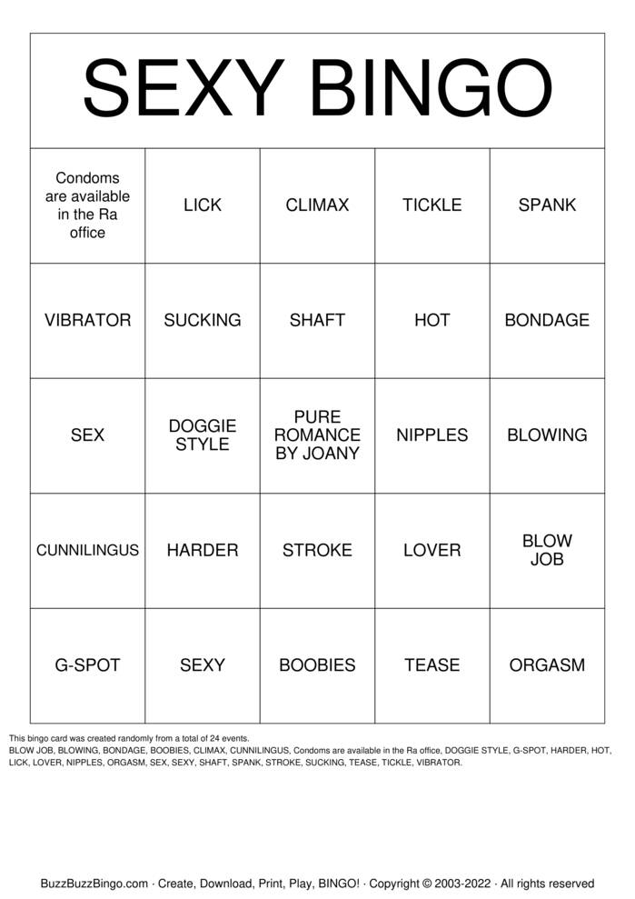 DIRTY BINGO Bingo Cards to Download, Print and Customize!