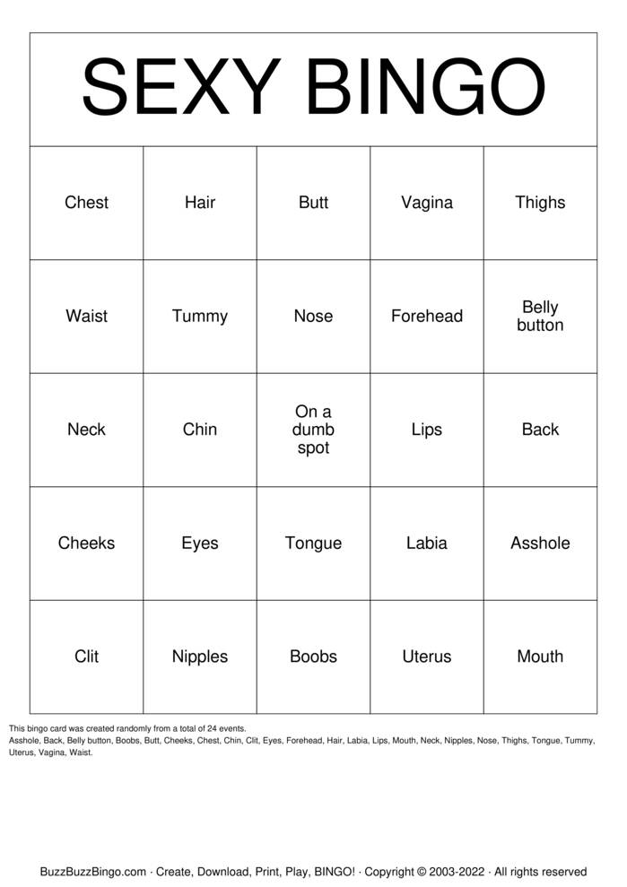 DIRTY BINGO Bingo Cards to Download, Print and Customize!