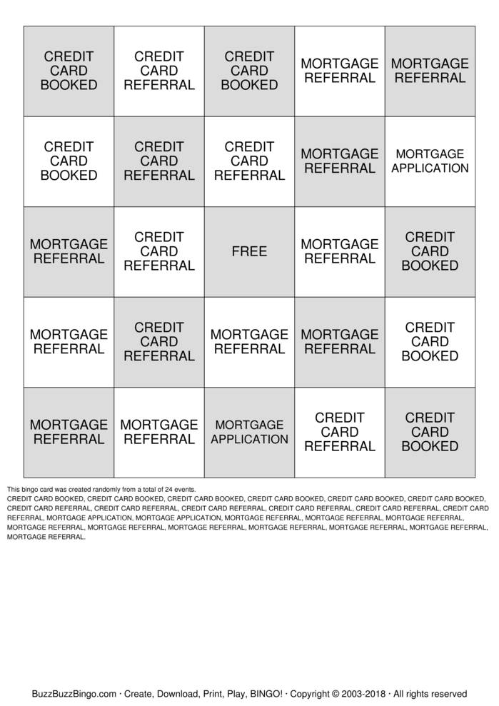 Mortgage Bingo Cards to Download, Print and Customize!