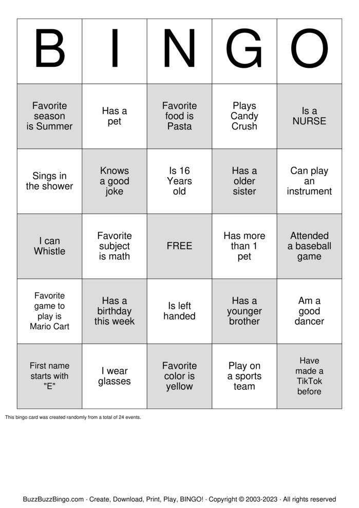 Name Game Bingo Cards to Download, Print and Customize!