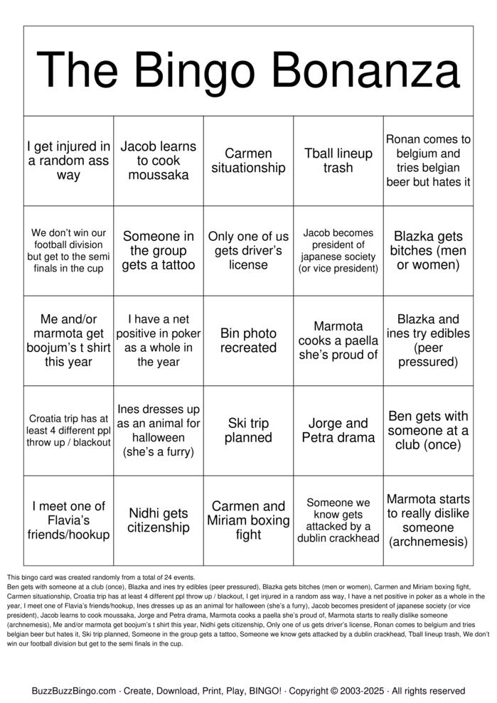 2025! Bingo Cards to Download, Print and Customize!