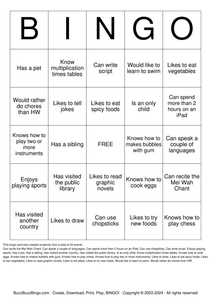 Classmates Bingo Cards to Download, Print and Customize!