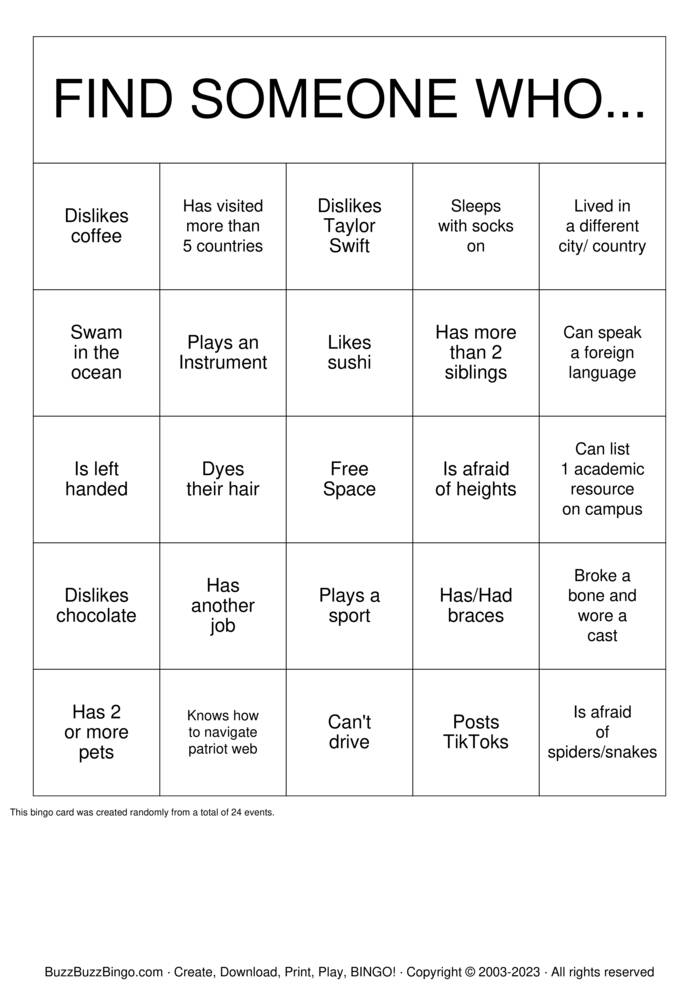 Get to Know Me Bingo Cards to Download, Print and Customize!