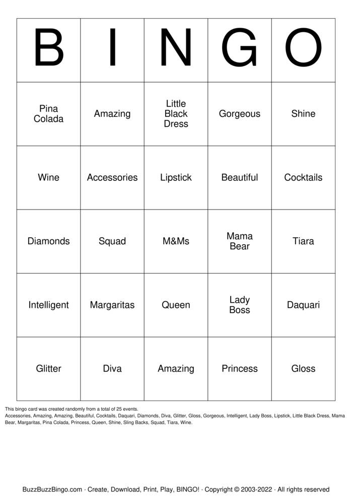 Girl's Trip Bingo Bingo Cards to Download, Print and Customize!