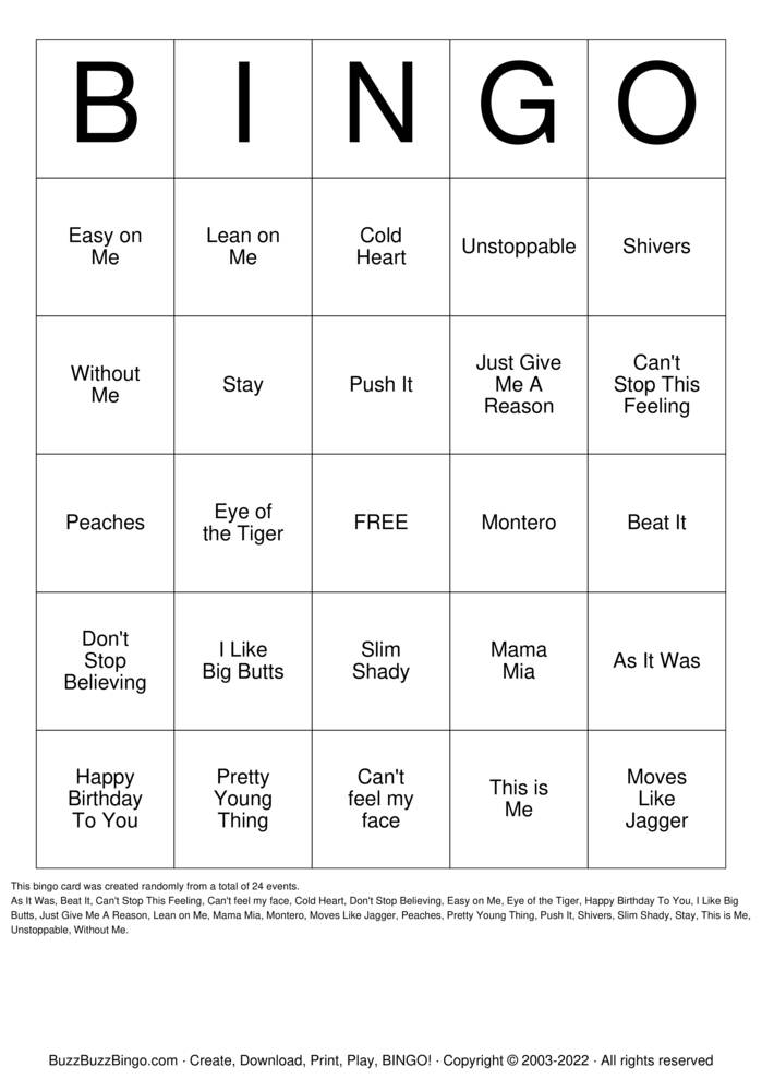 MINGO Bingo Cards to Download, Print and Customize!