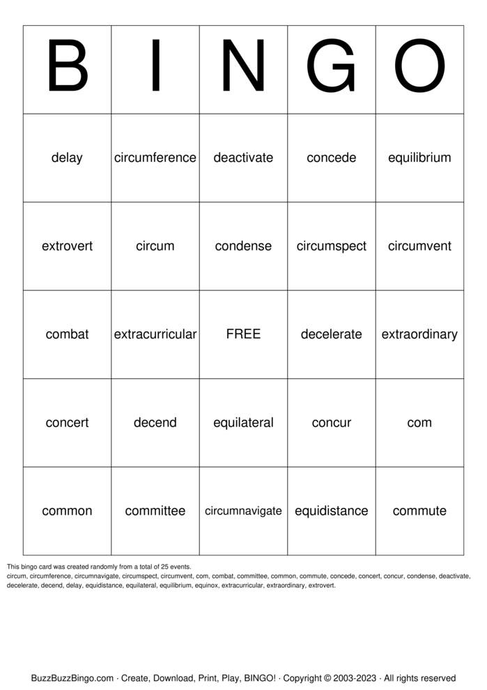 Vocabulary Bingo Cards to Download, Print and Customize!