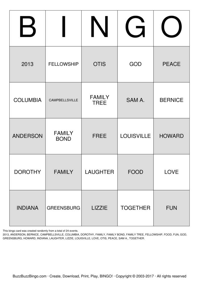 FAMILY Bingo Cards to Download, Print and Customize!
