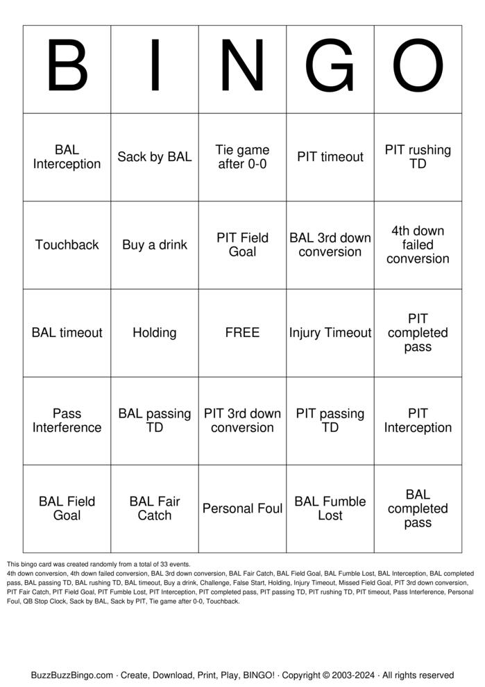 Football Bingo Cards to Download, Print and Customize!