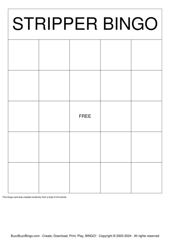 strip-tease bingo Bingo Cards to Download, Print and Customize!