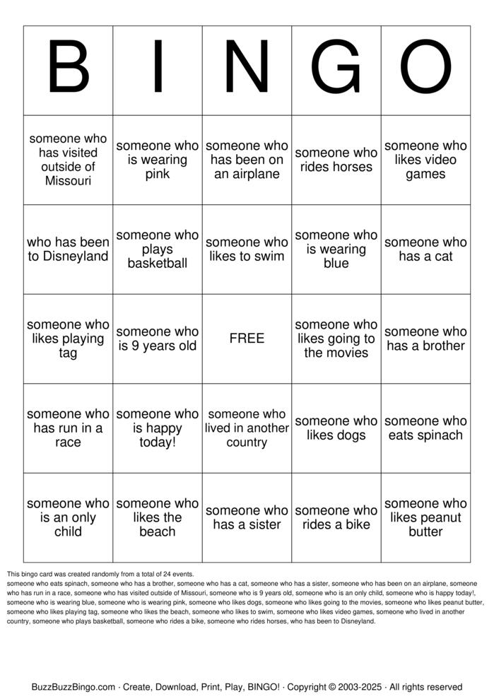 Friendship Bingo Bingo Cards to Download, Print and Customize!