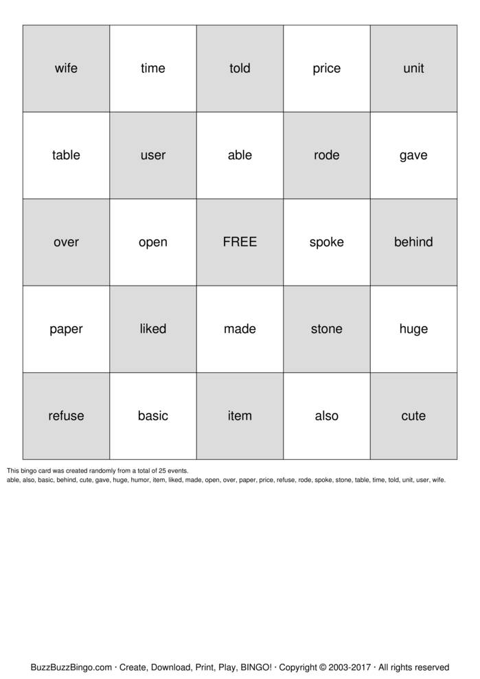 Long Vowel Bingo Bingo Cards to Download, Print and Customize!