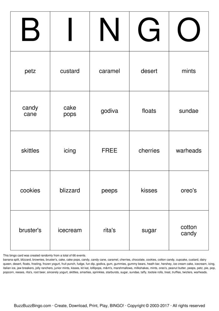 Sweet Treats Bingo Cards to Download, Print and Customize!