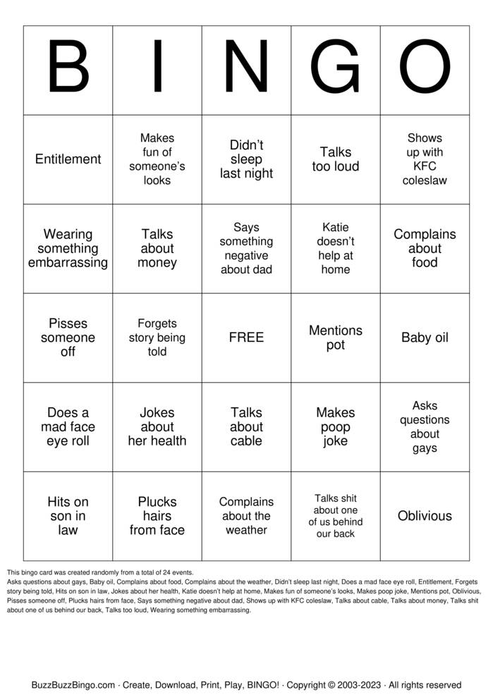 That Woman Bingo Bingo Cards to Download, Print and Customize!