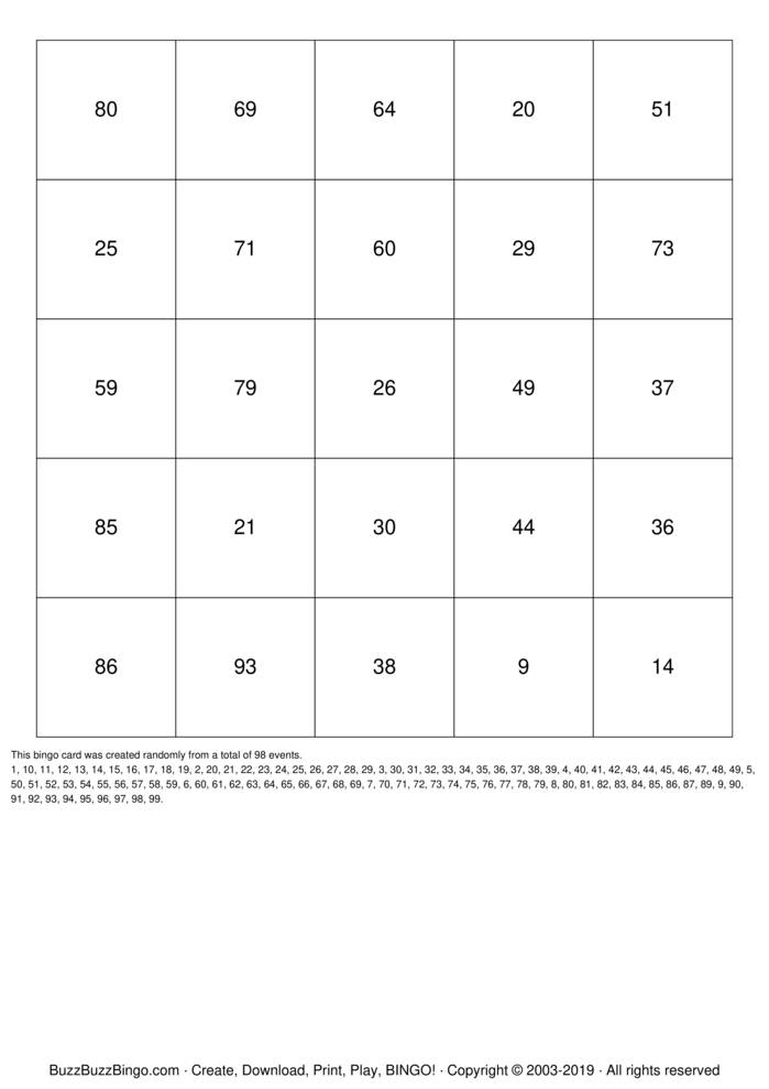 les chiffres et les nombres Bingo Cards to Download, Print and Customize!