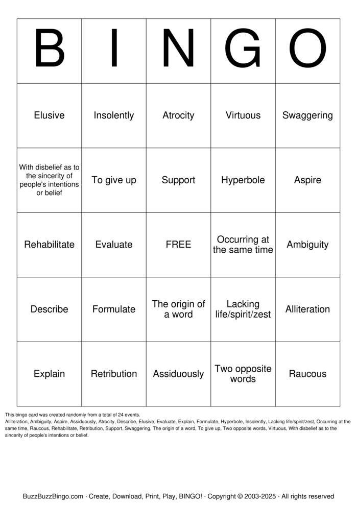 Context Clues Bingo Cards to Download, Print and Customize!