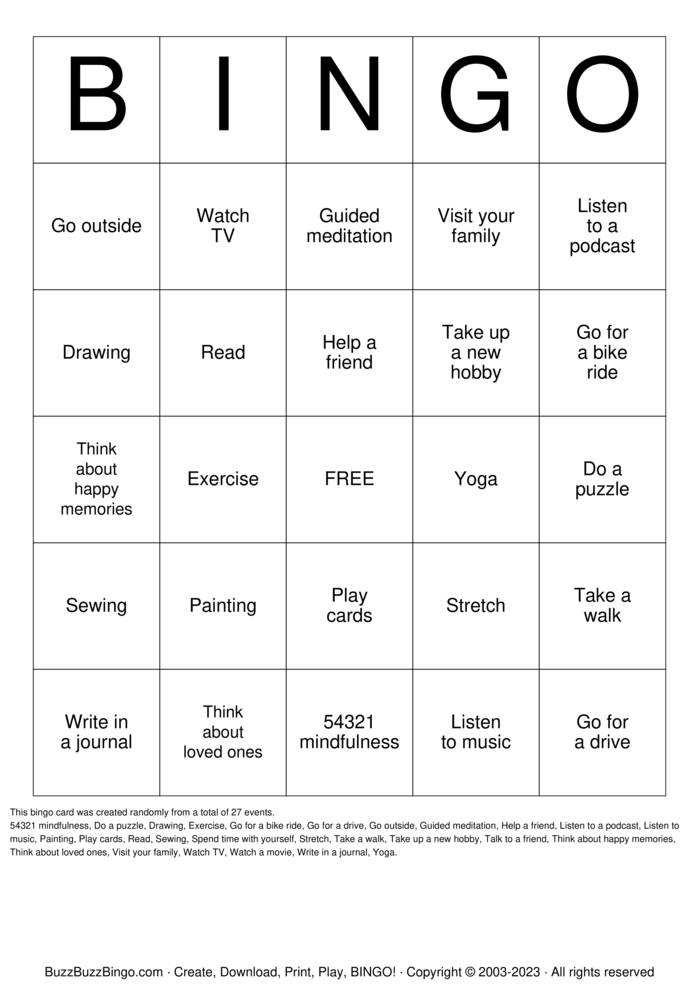 Coping Skills Bingo Cards to Download, Print and Customize!
