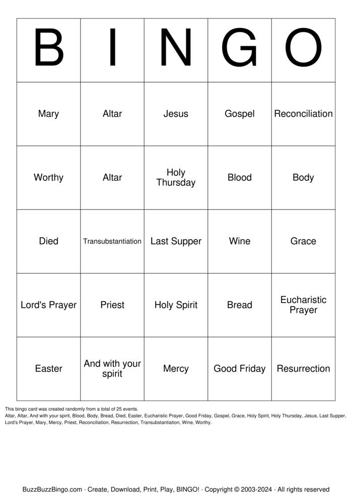 First Holy Communion Bingo Cards to Download, Print and Customize!