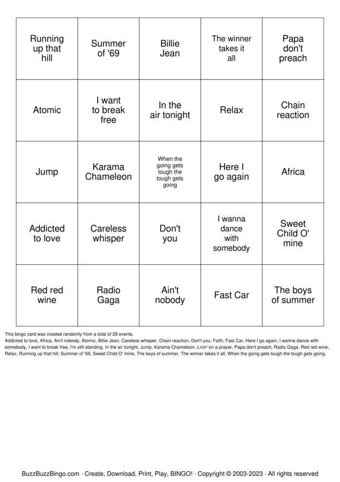 Music Bingo Cards to Download, Print and Customize!