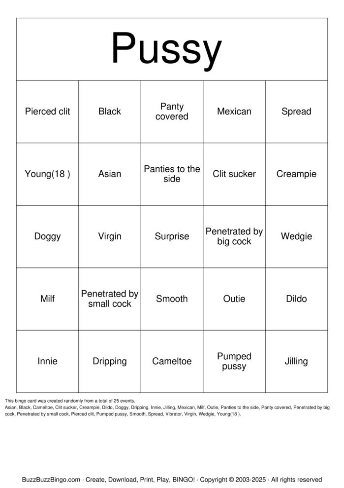 NSFW Bingo Bingo Cards to Download, Print and Customize!
