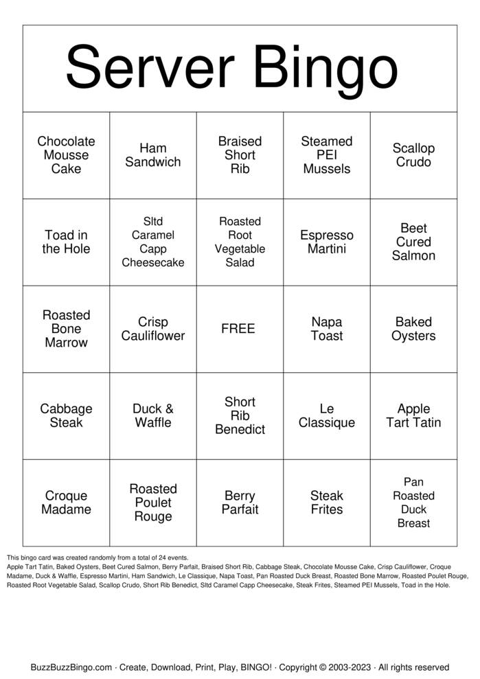 SERVER BINGO Bingo Cards to Download, Print and Customize!
