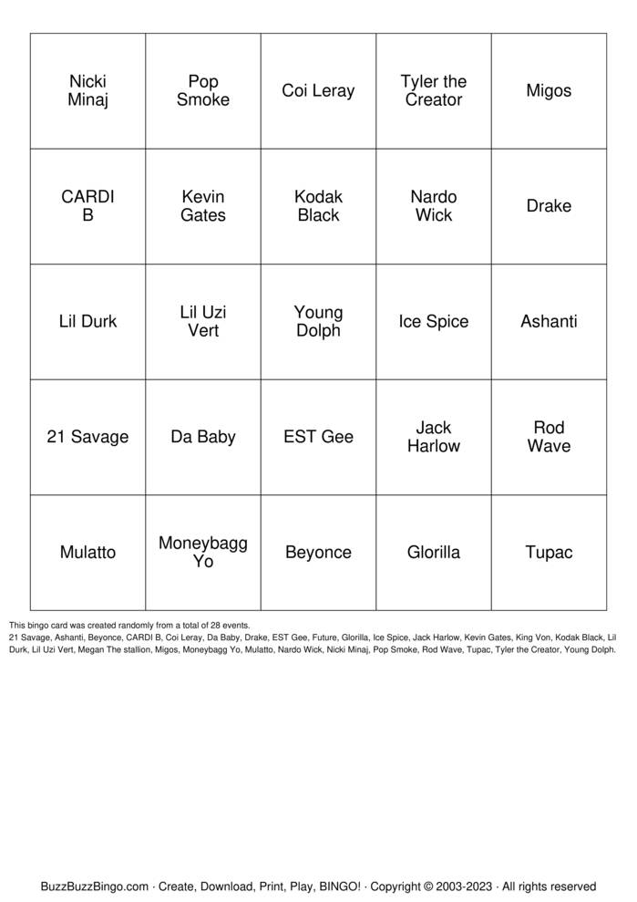Trap Bingo ERC Bingo Cards to Download, Print and Customize!